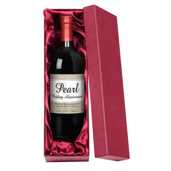 Personalised Pearl Wedding Anniversary Red Wine | The Gift Experience