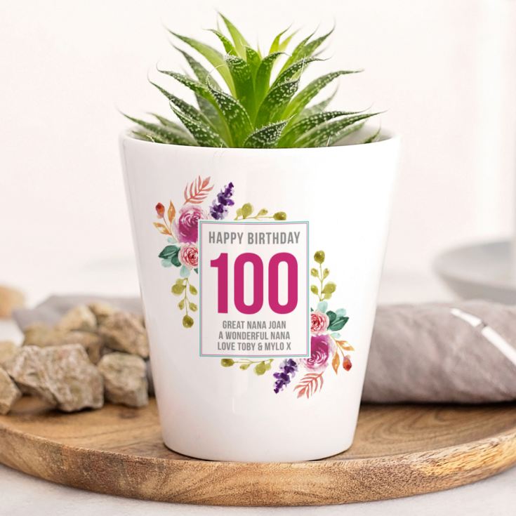Personalised 100th Birthday Plant Pot | The Gift Experience