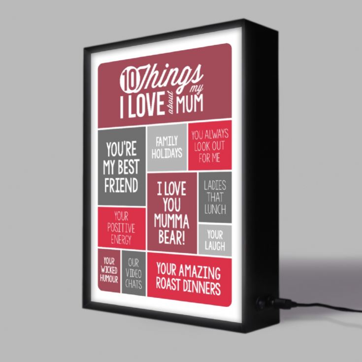 Personalised 10 Things I Love About Mum Light Box