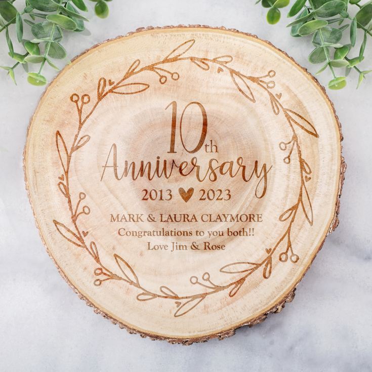 Personalised 10th Anniversary Tree Slice | The Gift Experience