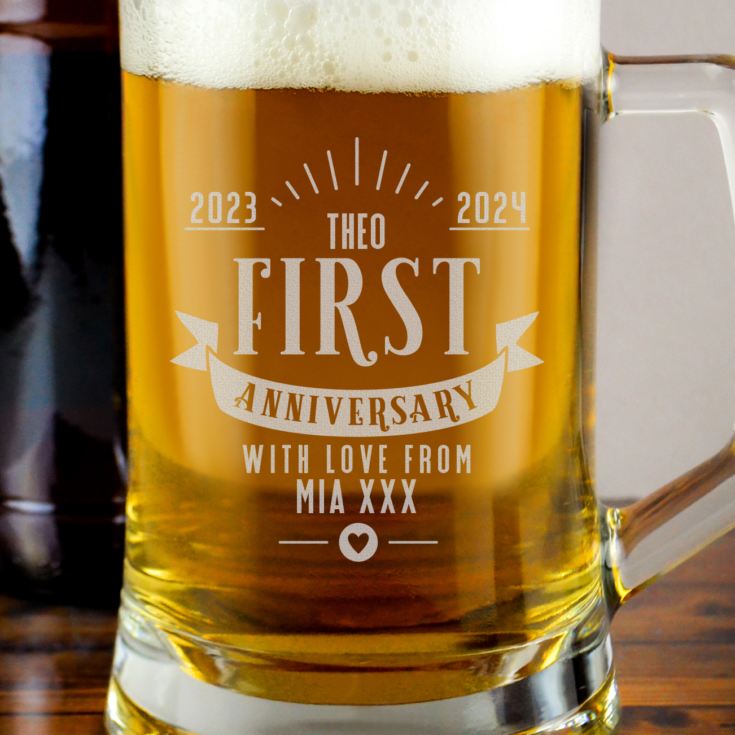 Personalised 1st Anniversary Glass Tankard | The Gift Experience