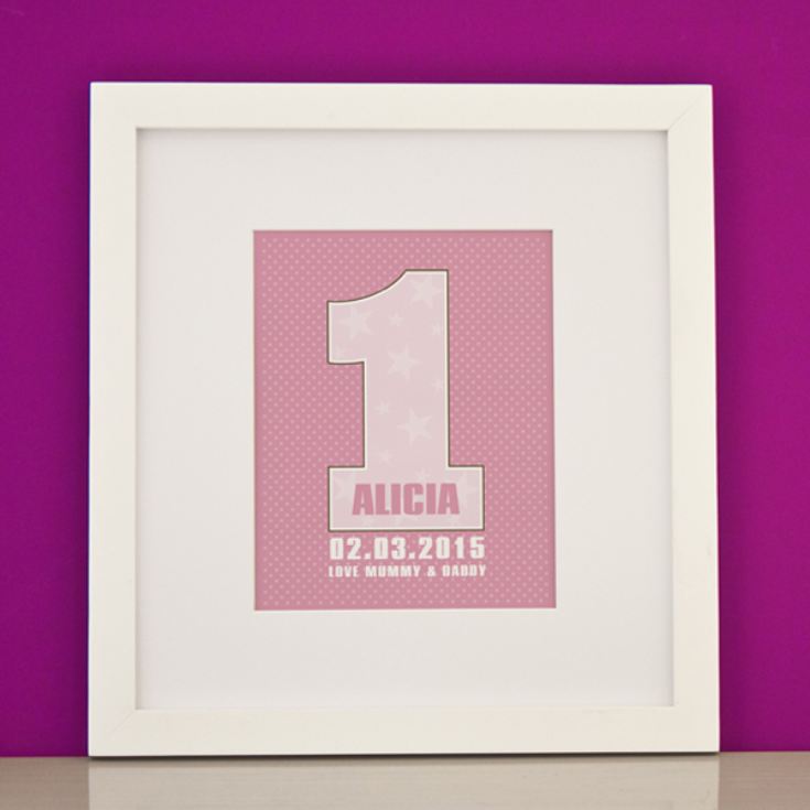 Personalised Girls First Birthday Framed Print | The Gift Experience