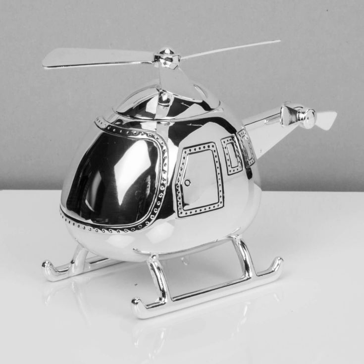 Bambino Silver Plated Money Box - Helicopter | The Gift Experience