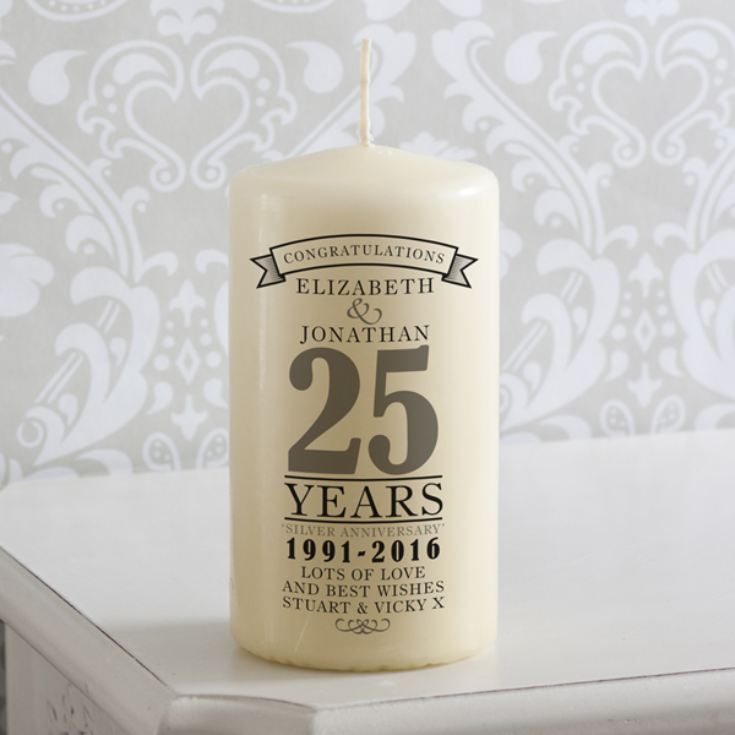Personalised 25th Anniversary Candle | The Gift Experience