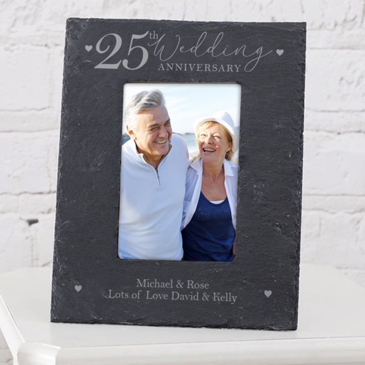 Personalised 25th Anniversary Slate Photo Frame | The Gift Experience