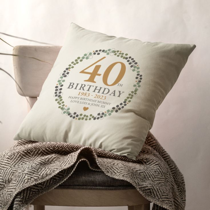 Personalised Luxury 40th Birthday Beige Cushion The Gift Experience personalised-luxury-40th-birthday-beige-cushion-the-gift-experience