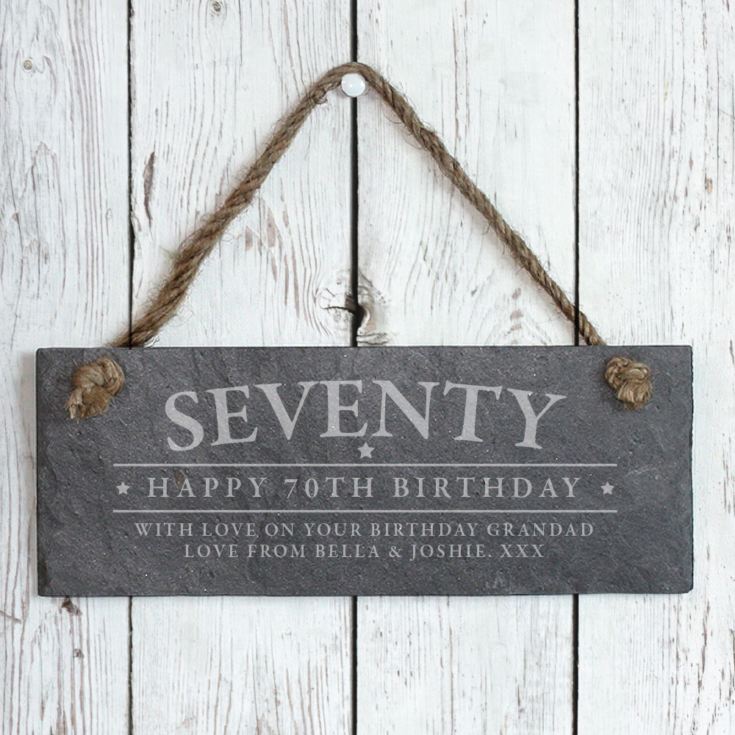 Personalised 70th Birthday Hanging Slate Plaque | The Gift Experience