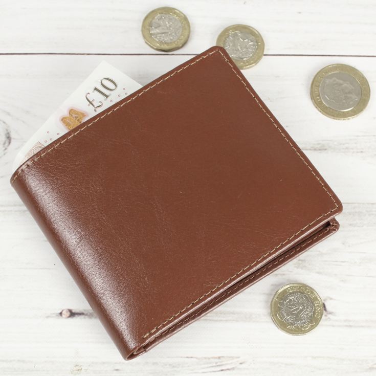 Personalised Free Text Tan Leather Wallet | The Gift Experience
