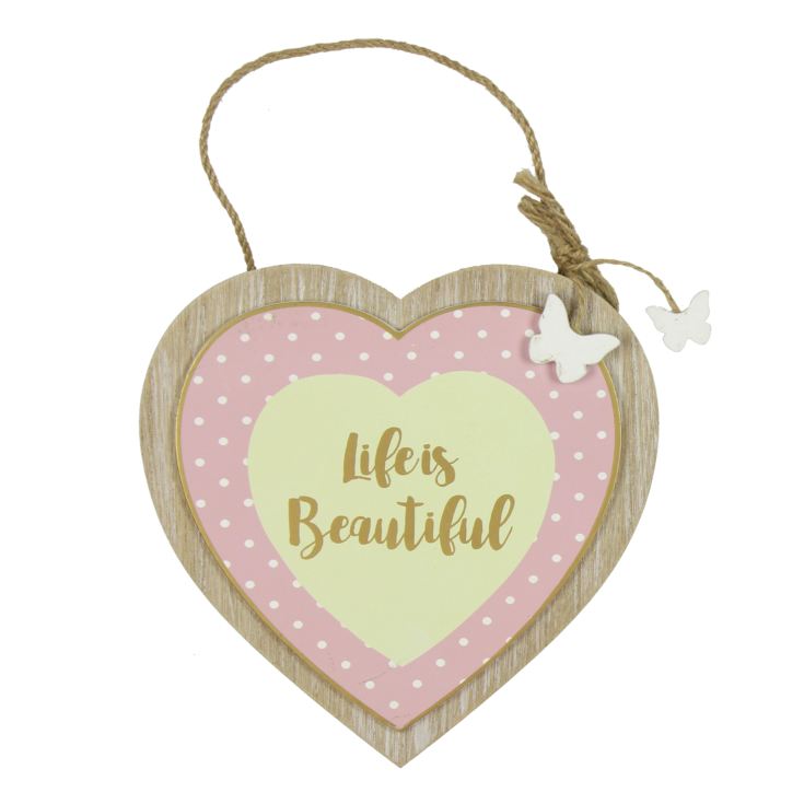 Vintage Boutique Hanging Heart Plaque- Life Is Beautiful | The Gift ...