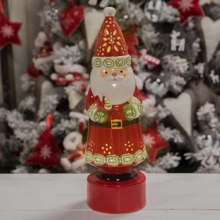 Ceramic Santa Ornament with LED Lights | The Gift Experience