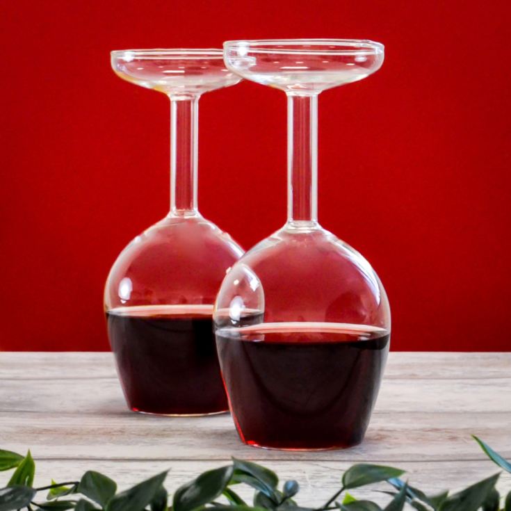 Set Of 2 Upside Down Wine Glasses