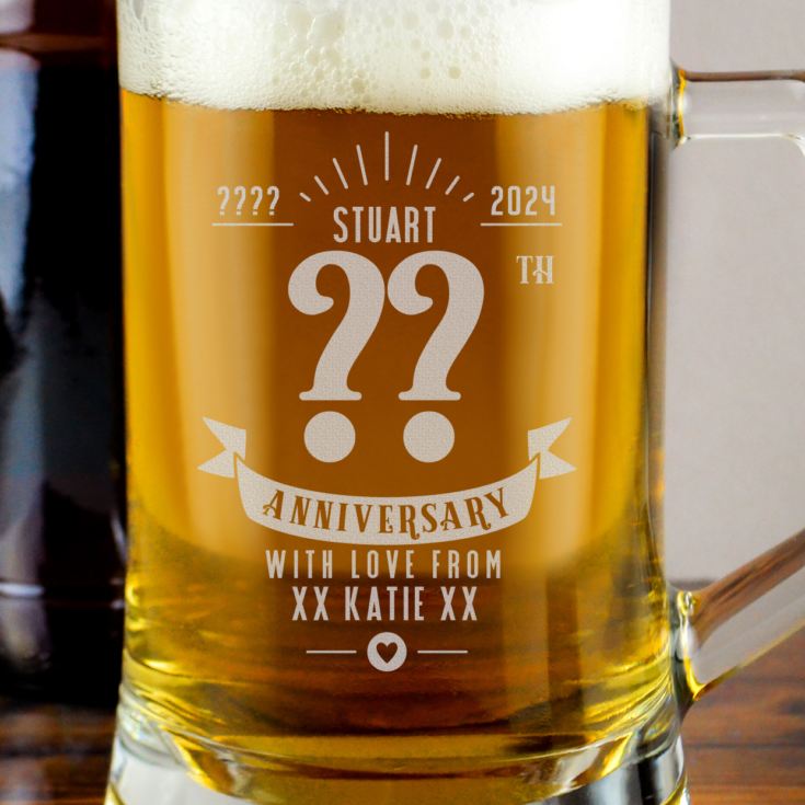 Personalised Anniversary Glass Tankard | The Gift Experience