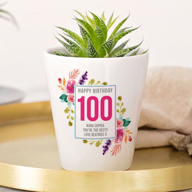 Personalised 100th Birthday Plant Pot | The Gift Experience