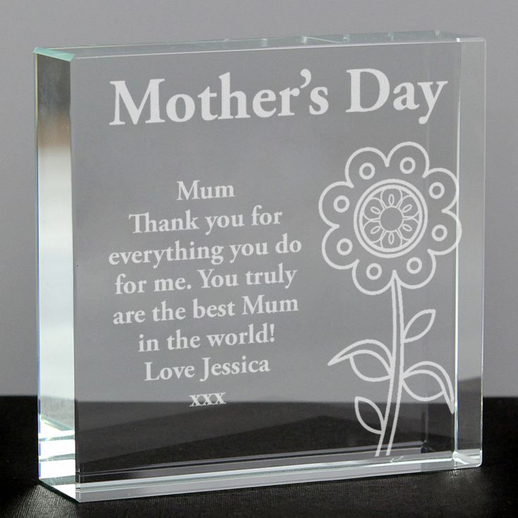 Engraved Mother's Day Glass Keepsake | The Gift Experience