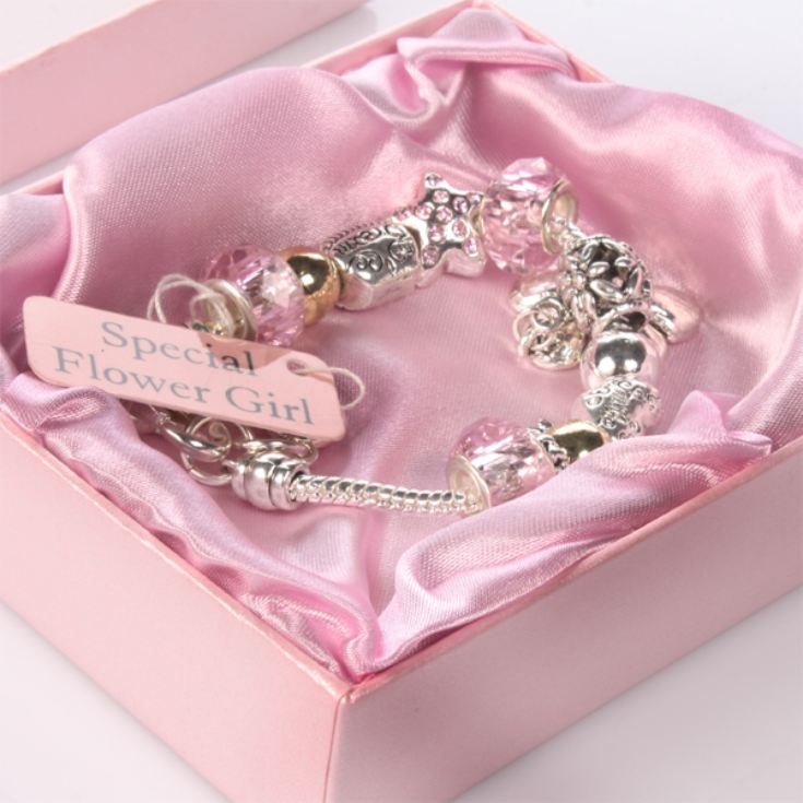 Flower Girl Pink Bead Charm Bracelet | The Gift Experience