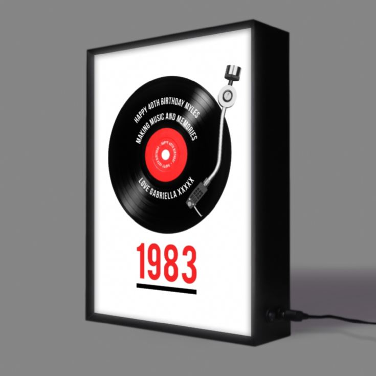Personalised 40th Birthday Retro Record Light Box