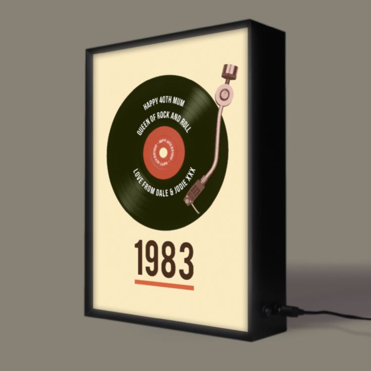 Personalised 40th Birthday Retro Record Light Box