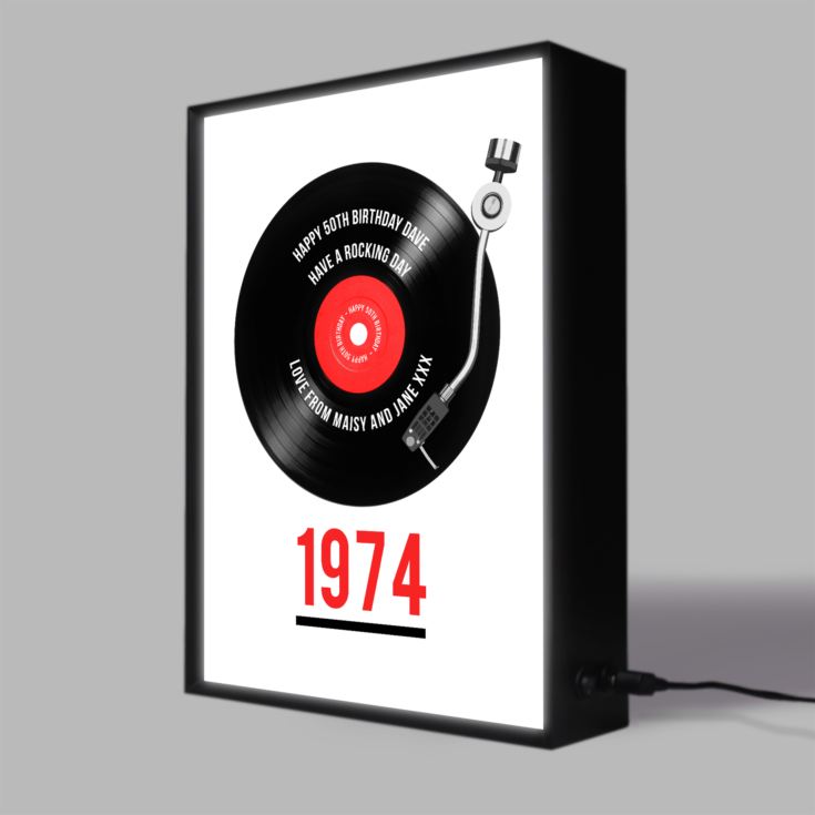 Personalised 50th Birthday Retro Record Light Box