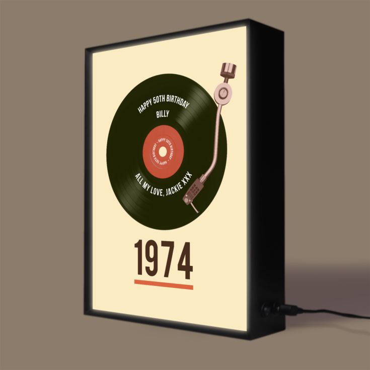 Personalised 50th Birthday Retro Record Light Box