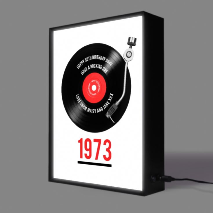 Personalised 50th Birthday Retro Record Light Box