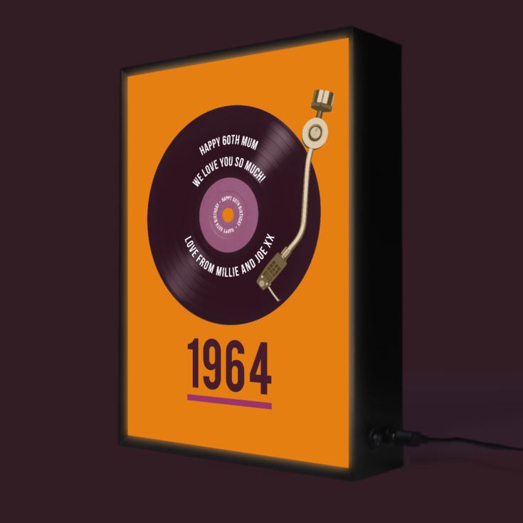 Personalised 60th Birthday Retro Record Light Box