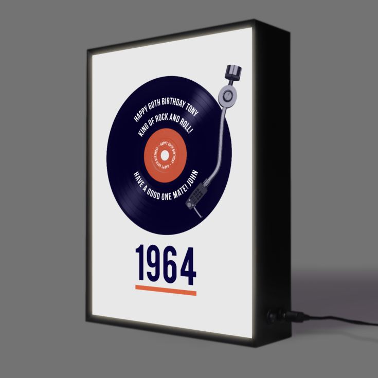 Personalised 60th Birthday Retro Record Light Box