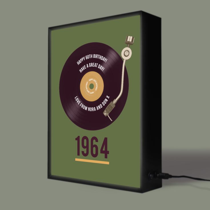 Personalised 60th Birthday Retro Record Light Box