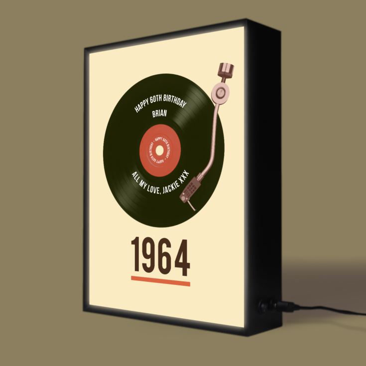 Personalised 60th Birthday Retro Record Light Box