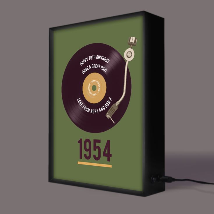 Personalised 70th Birthday Retro Record Light Box