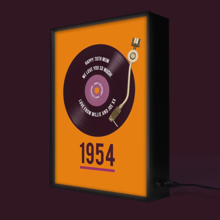 Personalised 70th Birthday Retro Record Light Box