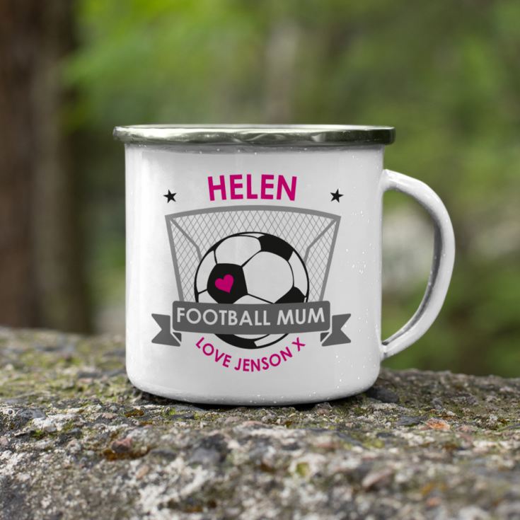 Personalised Football Mum Enamel Mug | The Gift Experience