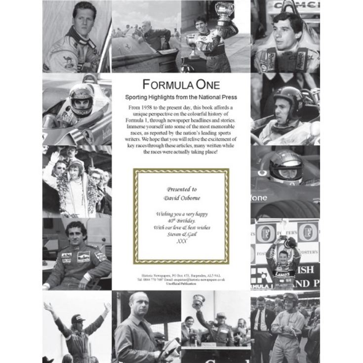 Formula One Newspaper Book - Leatherette Cover| The Gift Experience