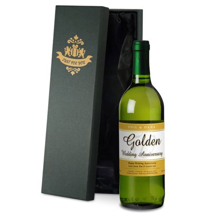 Personalised Golden Wedding Anniversary White Wine | The Gift Experience Personalised Golden Wedding Anniversary White Wine | The Gift Experience