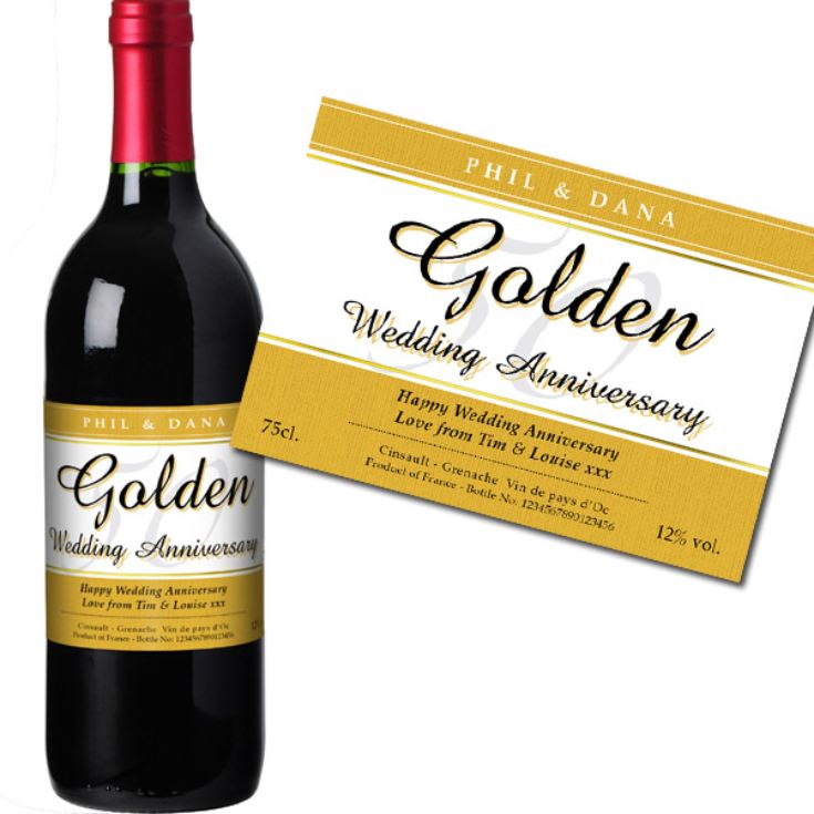Personalised Golden Wedding Anniversary Red Wine | The Gift Experience Personalised Golden Wedding Anniversary Red Wine | The Gift Experience