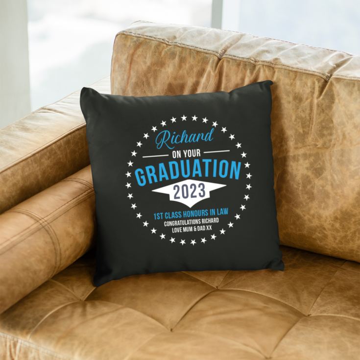 Personalised Luxury Black Graduation Cushion | The Gift Experience