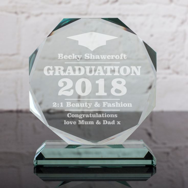 Personalised Graduation Glass Octagon Award | The Gift Experience