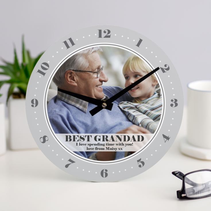 Personalised Photo Upload Grandad Clock | The Gift Experience