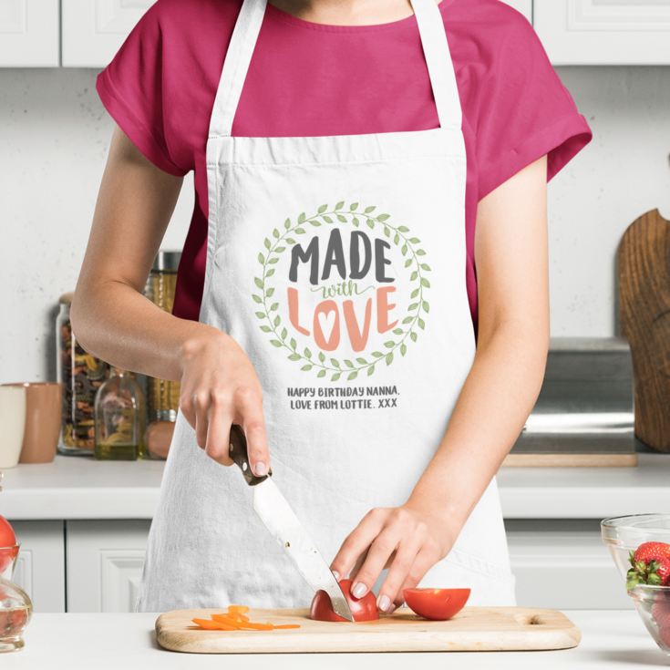 Personalised Made With Love White Apron | The Gift Experience