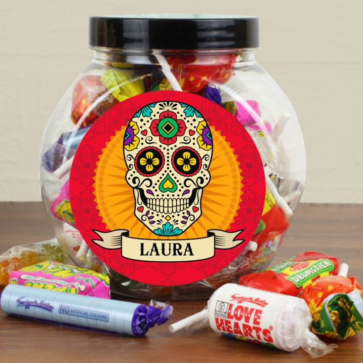 Personalised Sugar Skull Sweet Jar | The Gift Experience