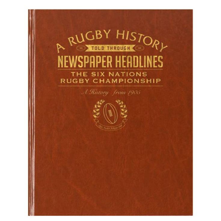 Rugby Six Nations Newspaper Book Leatherette Charcoal | The Gift Experience