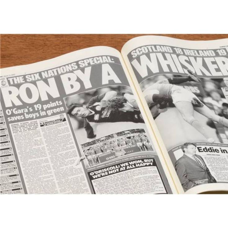Rugby Six Nations Newspaper Book Leatherette Charcoal | The Gift Experience