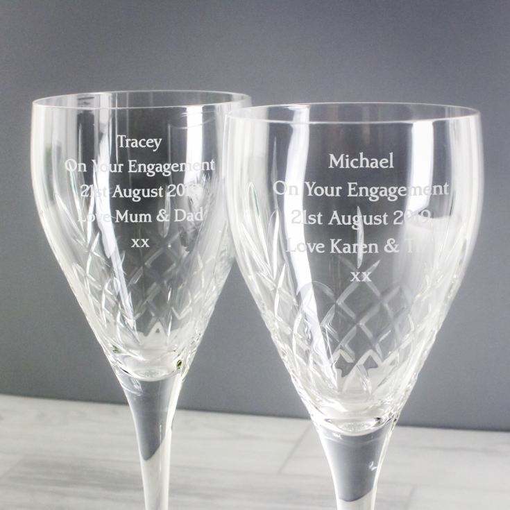 Engraved Cut Crystal Anniversary Wine Glasses | The Gift Experience