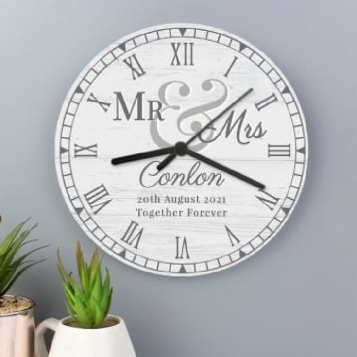 Mr & Mrs Personalised Wooden Clock | The Gift Experience
