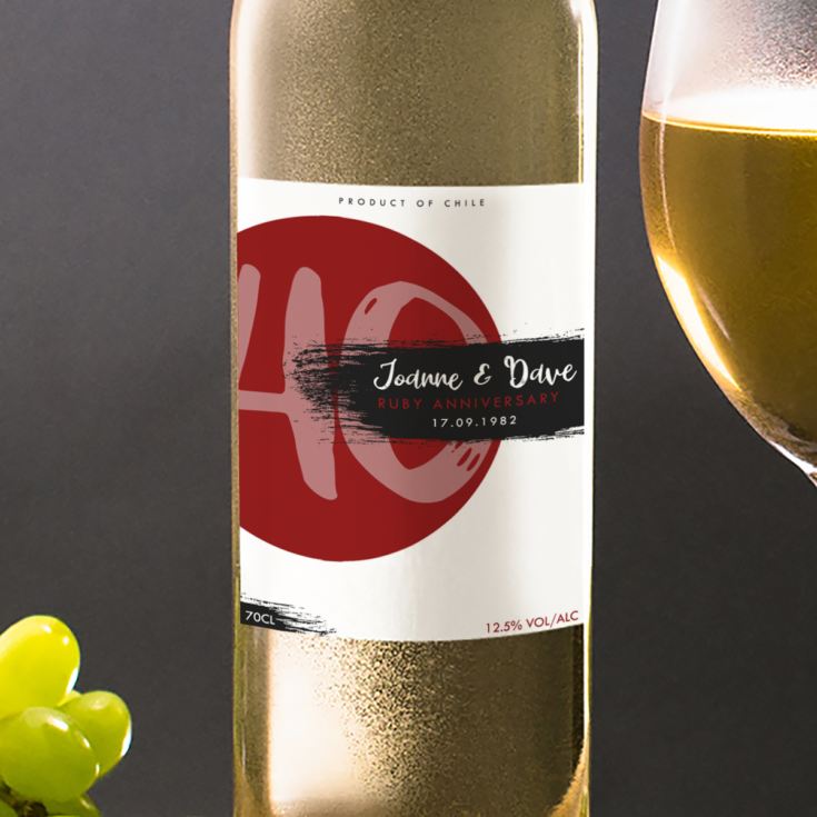 Personalised Ruby Anniversary White Wine | The Gift Experience