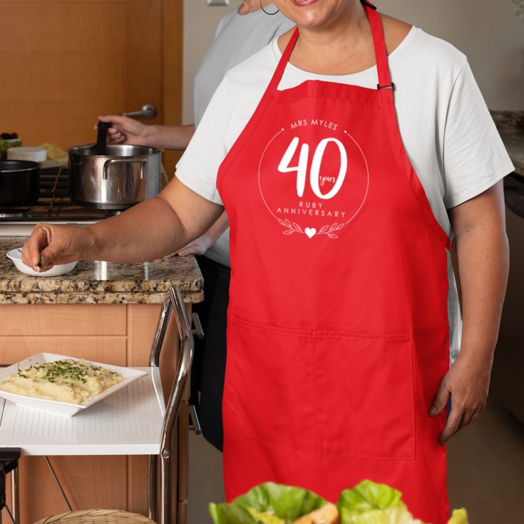 Personalised Pair Of Ruby Anniversary Red Aprons | The Gift Experience