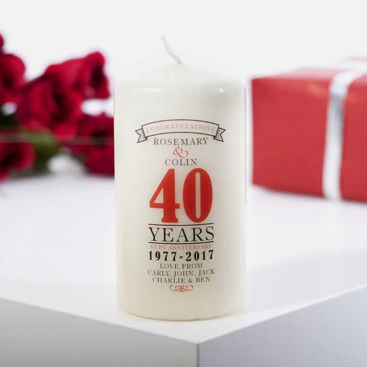 Personalised 40th Anniversary Candle | The Gift Experience