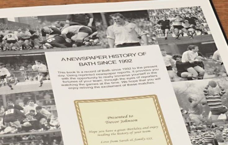 Rugby Newspaper Bath Book - Leatherette Cover| The Gift Experience