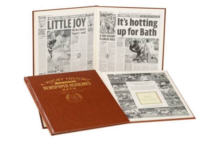 Rugby Newspaper Bath Book - Leatherette Cover| The Gift Experience