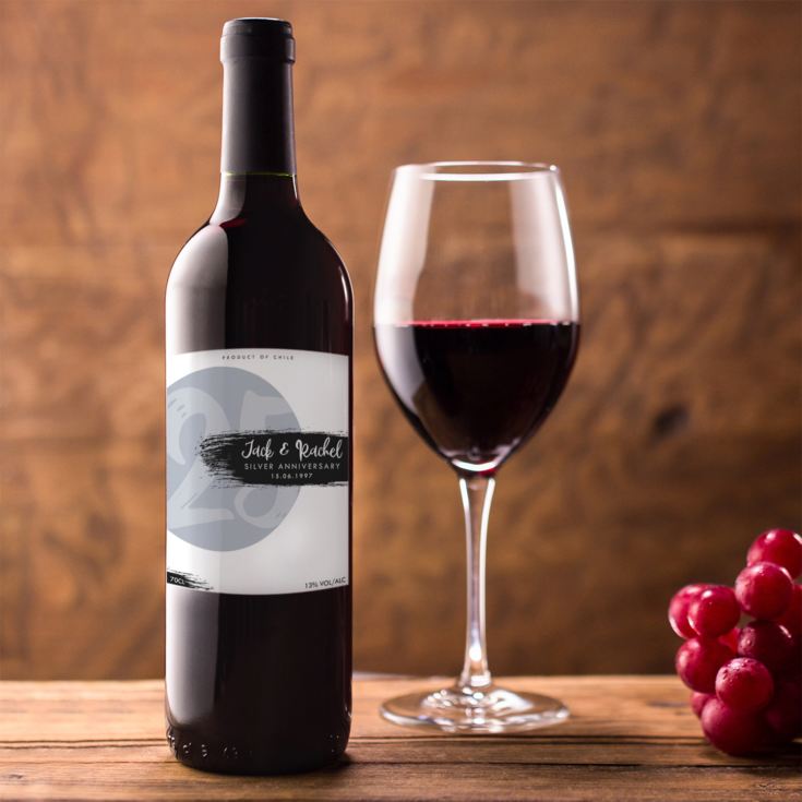 Personalised Silver Anniversary Red Wine | The Gift Experience